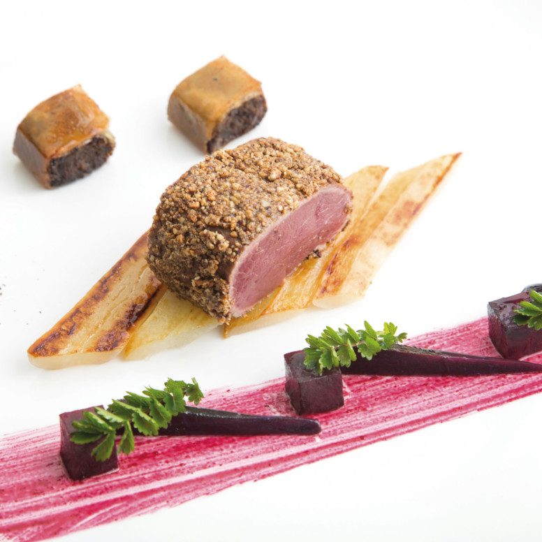 Recette : Selle de daguet rôti, marinade instantanée - Arts & Gastronomie